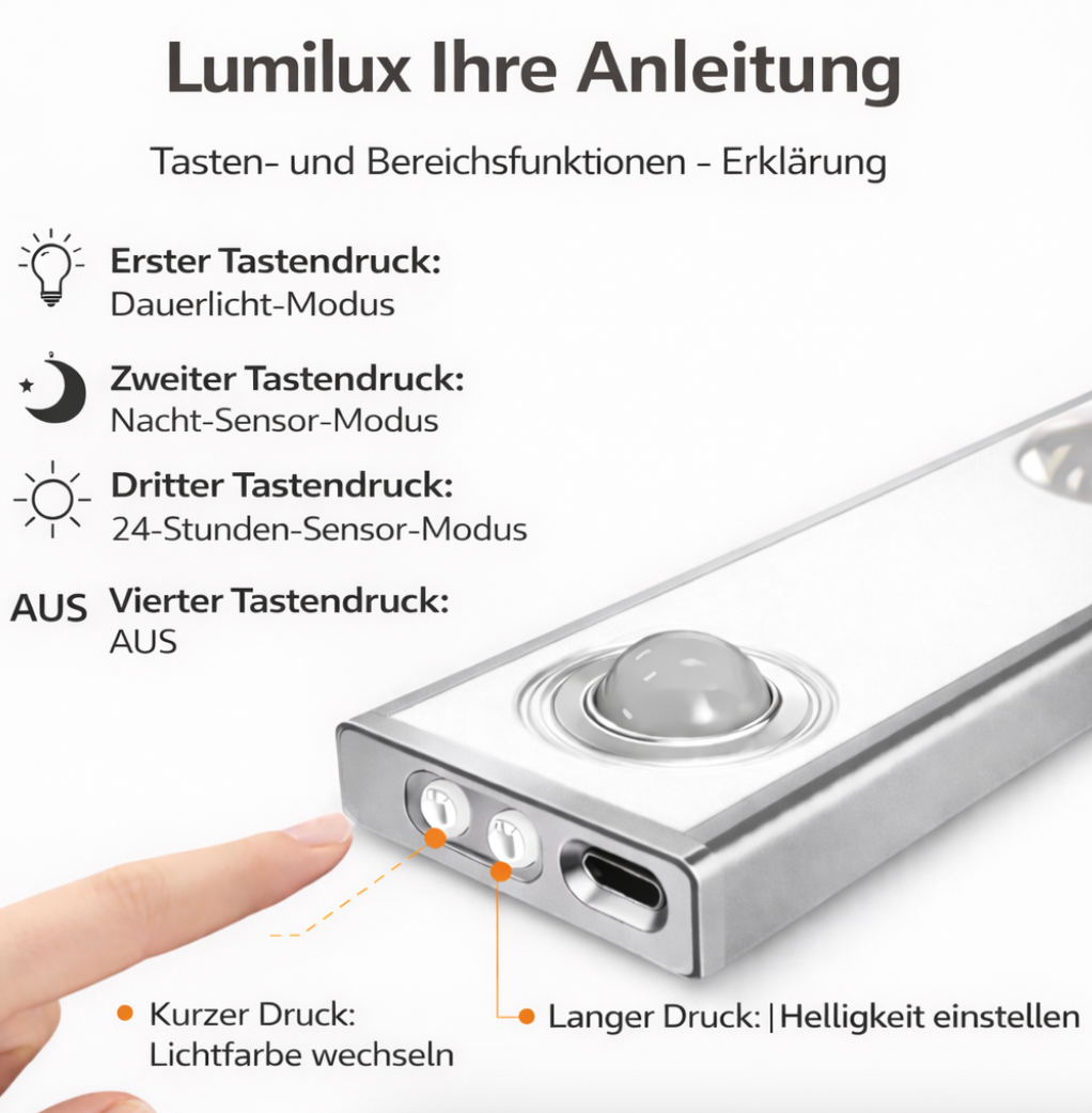 Lumilux - Kabellose LED Leuchte mit Bewegungsmelder – Masory